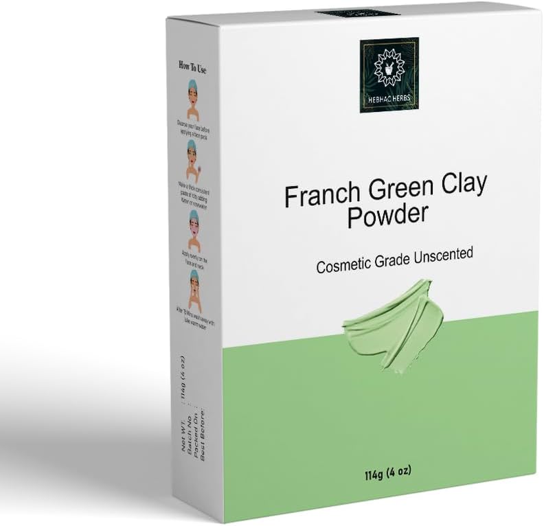 Amazon.com : Hebhac Herbs French Green Clay Powder 114g | Face Mask Oily Skin, Deep Facial ...