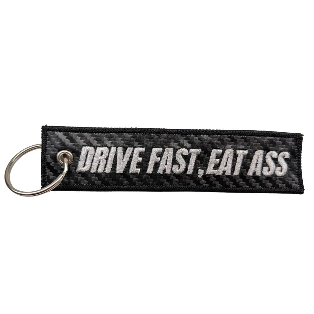 Snapklik.com : Carbon Moto "Drive Fast, Eat Ass" Carbon Fiber Keychains ...