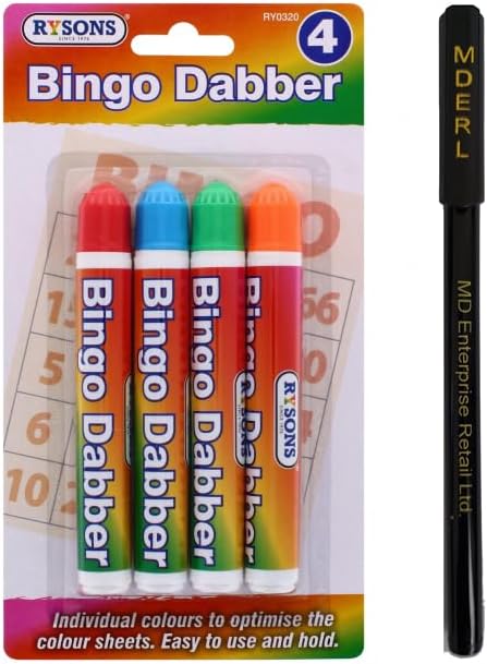 Pack of 4 - Bingo Dabbers Dauber for Bingo Tickets, Multi-coloured ...