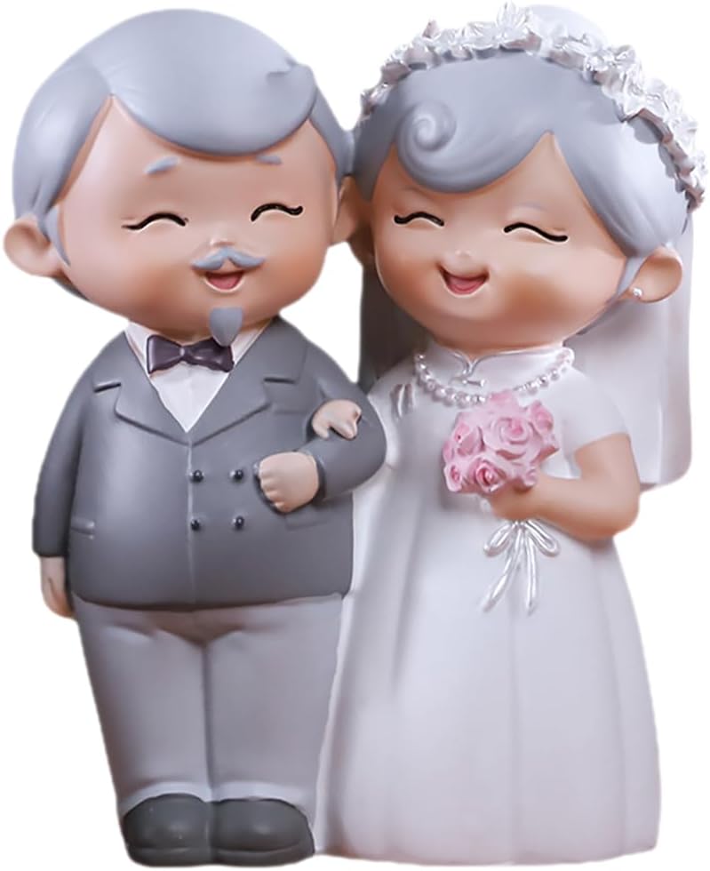 Amazon.com: HOMSFOU Loving Elderly Couple Figurines Resin Husband Wife ...