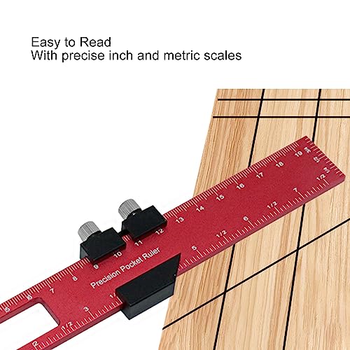 Tissting Woodworking Ruler 6 Inch T-Type Metal Slide Rule Inch Metric ...