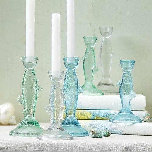 Fish Shaped Candlestick in Glass, Aqua : Amazon.co.uk: Home & Kitchen
