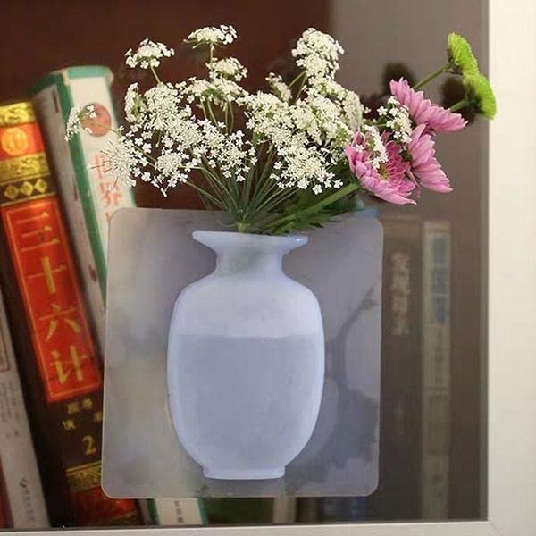 Wall Hanging Silicone Flower Pot Sticker Plant Rack for Decoration ...