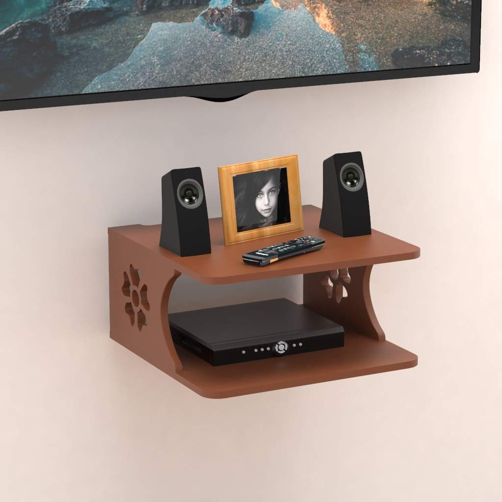 FABULO Wooden Set Top Box Wall Shelf/Stand- Wood Multipurpose Holder ...