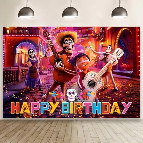 Amazon.com : Cartoon Coco Birthday Party Backdrop Photo Background Cute ...