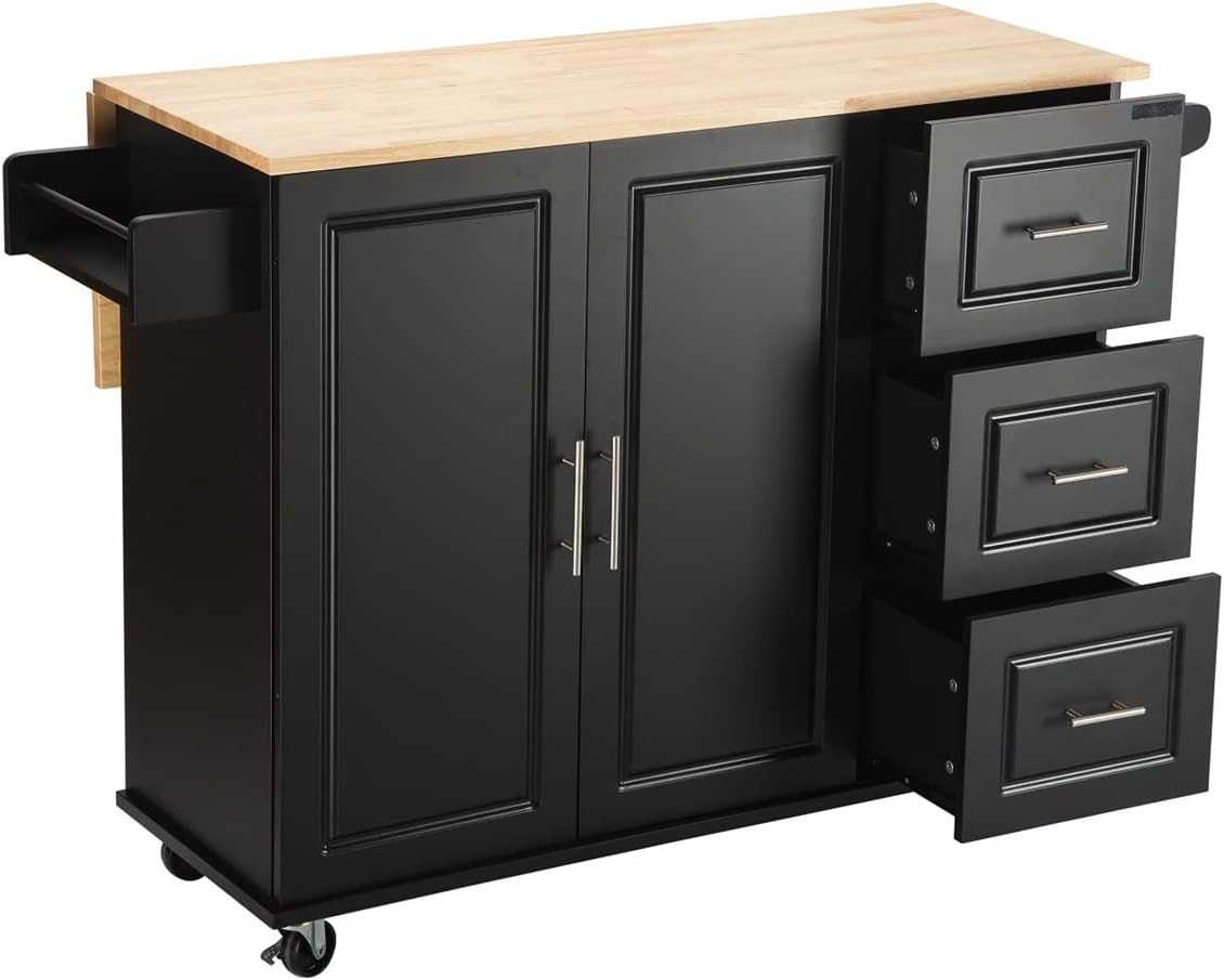 Amazon.com: BNSPLY Kitchen Island Cart with Drop Leaf, Rolling Kitchen ...