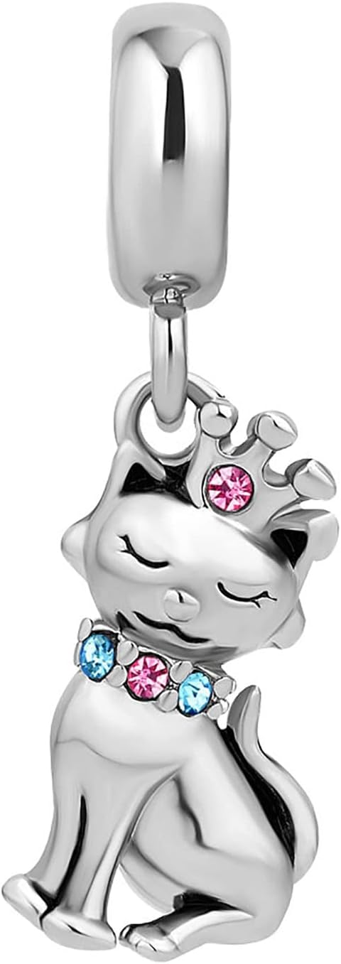 Amazon.com: MiiFort Crown Kitty Cat Charm Compatible with Pandora ...