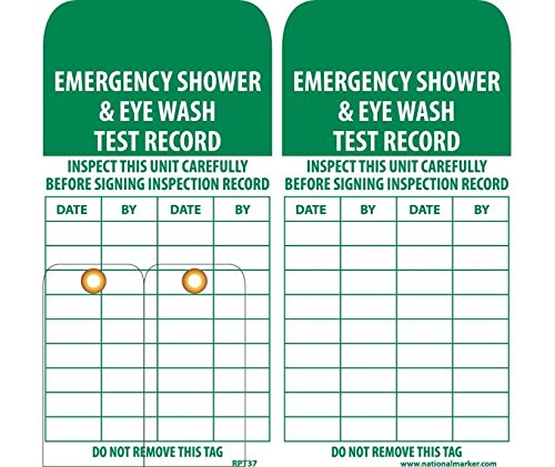 Emergency Shower & Eye Wash Test Record Tag - Pack of 25: Amazon.com ...