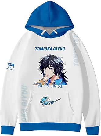 Ubeisy Homme Hoodie Giyuu Cosplay Rengoku Pull Kimetsu no Yaiba Sweat ...