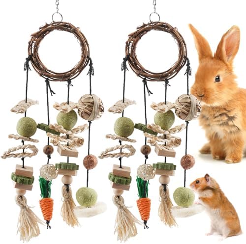 Amazon.com : Bissap Rabbit Chew Toys, Natural Seagrass Hanging Basket ...