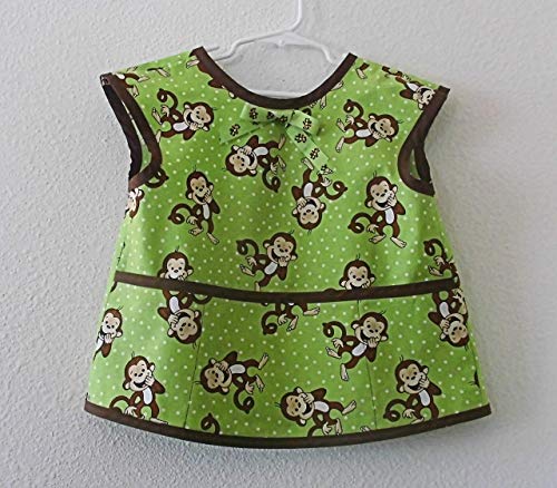 Amazon.com: Children's Kids Handmade Green Monkey Smock style apron ...