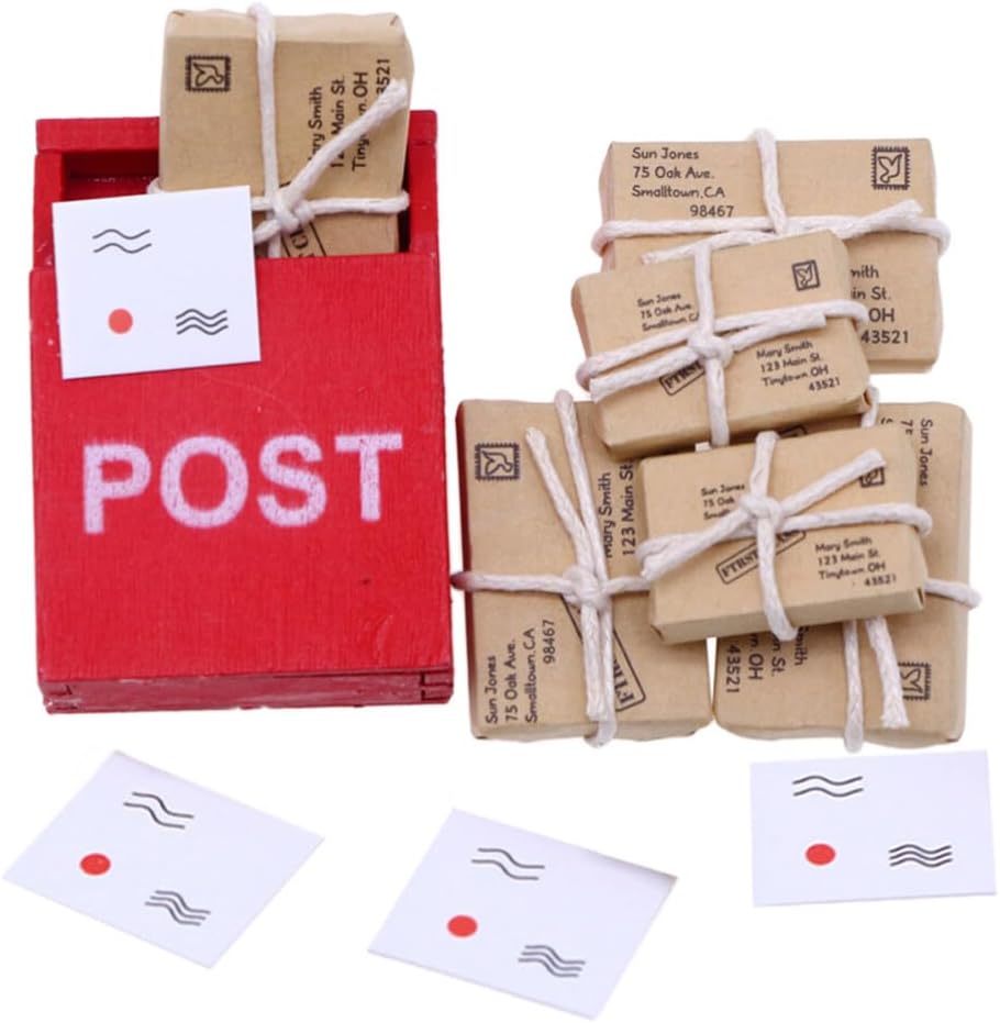 Amazon.com: Toyvian 1:12 Scale Mini Mailbox Toy, Dollhouse Wooden ...