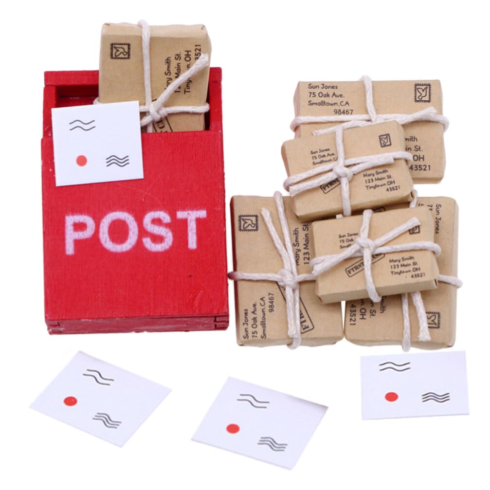 Amazon.com: Toyvian 1:12 Scale Mini Mailbox Toy, Dollhouse Wooden ...