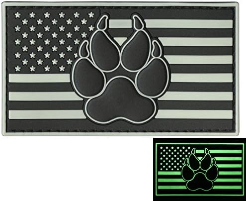 Amazon.com: Glow Dark USA American Flag K-9 Paw Dog Handler GITD Morale ...