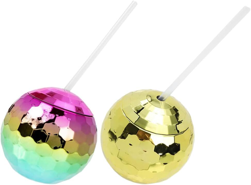 Amazon.com: ABOOFAN 2pcs Disco Ball Cups with Straw and Lid Disco Party ...