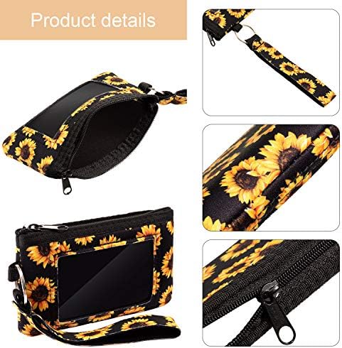 Amazon.com: 4 Pieces Sunflower Credit Card Holder PVC Zipper Wristlet ...