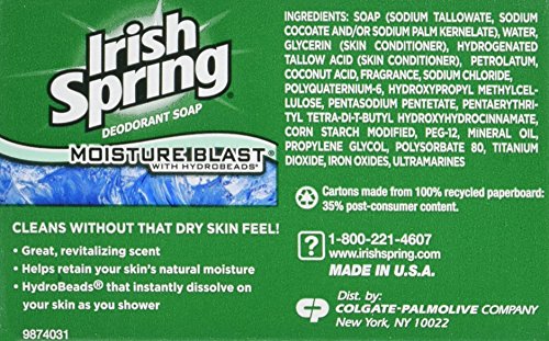 Irish Spring Deodorant Soap Moisture Blast With Hydrobeads 3.75 Oz Bars ...