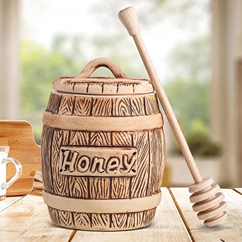 Bocal à miel avec couvercle – Bocal à miel en céramique avec bâton à ...