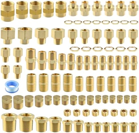 Amazon.com: Ailbiuko 106PCS Brass Pipe Fittings Assortment Kit NPT ...