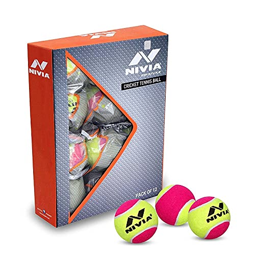 Nivia Cricket Tennis Ball Double Color (Pack of 12 Balls) : Amazon.in ...