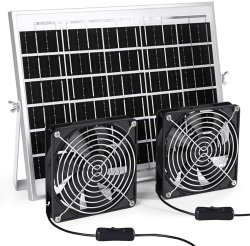 Amazon.com: YEMOO Solar Powered Fan, 20W Solar Panel with 2 High Speed ...