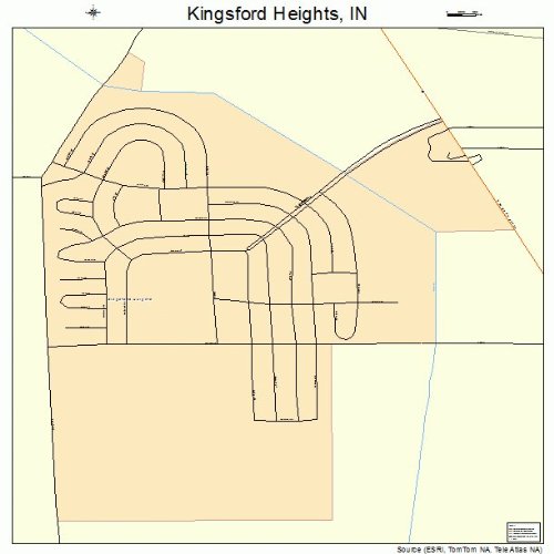 Large Street & Road Map of Kingsford Heights, Indiana in - Printed ...