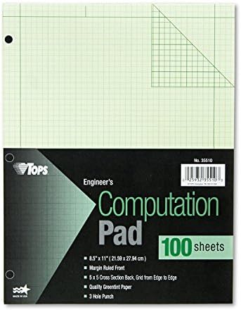 Amazon.com : TOPS 35510 Engineering Computation Pad, Grid to Edge, 8 1/ ...