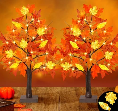 Amazon.com: Beterzack 24 Inch 24 LED Artificial Fall Lighted Maple Tree ...