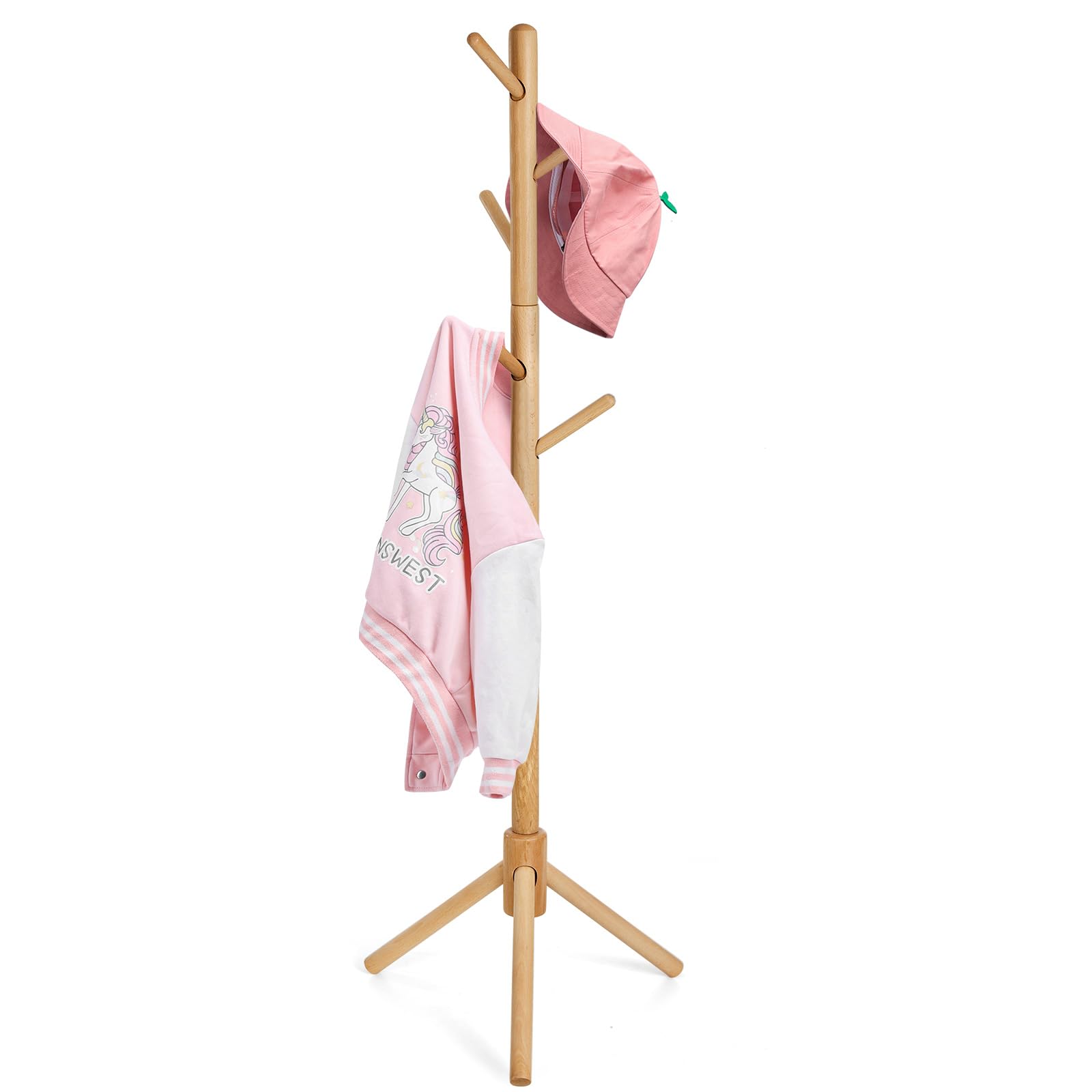 Amazon.com: Cozivolife Kid's Coat Rack Stand Beech Wood Coat Tree ...