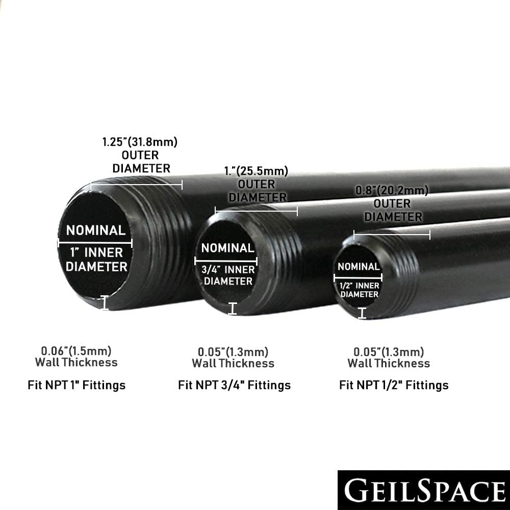 Snapklik.com : GeilSpace 1 28 Pre-Cut Black Metal Pipe, Industrial ...