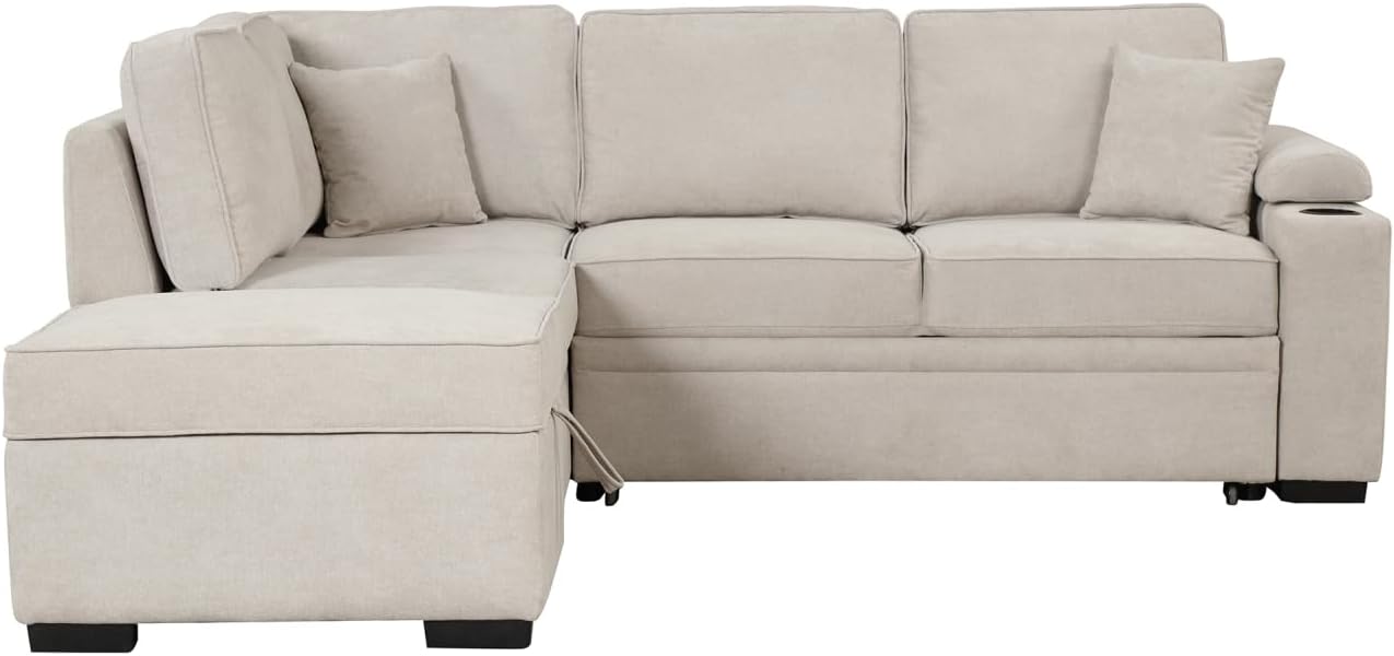 Amazon.com: JINS&VICO 87.4" W Sleeper Sofa Bed with Movable Storage ...