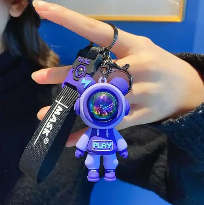 STAR WORK Keyring & Keychain for Car bike, Double Pendant Ring Space ...