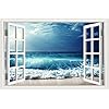 Amazon.com: 3D Wall Decals Opening Window Beach Sea Wave Landscape Art ...