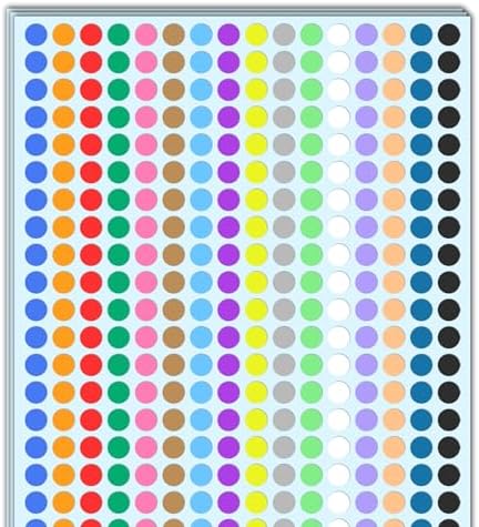 12,000 Pieces - 8mm Small Coloured Dot Stickers, Sticky Dots Circle ...