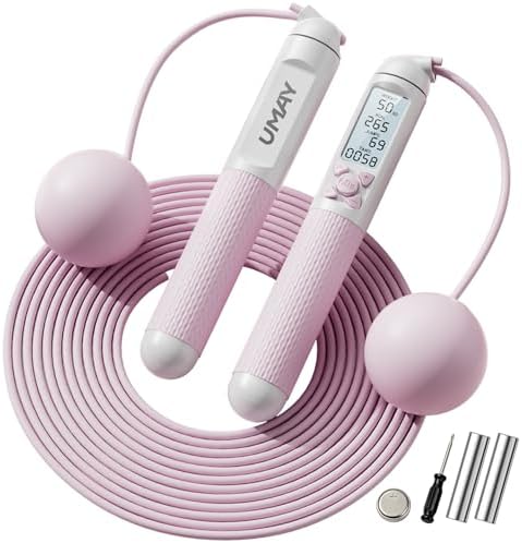 UMAY Weighted Cordless Jump Rope, Adjustable Length Ropes Ropeless with ...