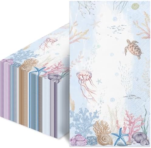 Amazon.com: 100 Pcs Coastal Turtle Paper Napkins, Sea Blue Decorative ...