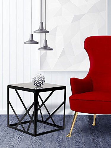 Enlivv Cross End Table in MS Frame and Black Glass : Amazon.in: Home ...