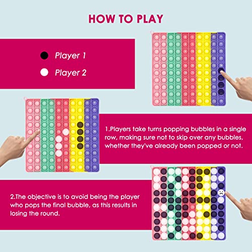 BOOWEN Pop It 10 x 10 cm Silicone Push Bubble Fidget Toy 20 cm Sensory ...