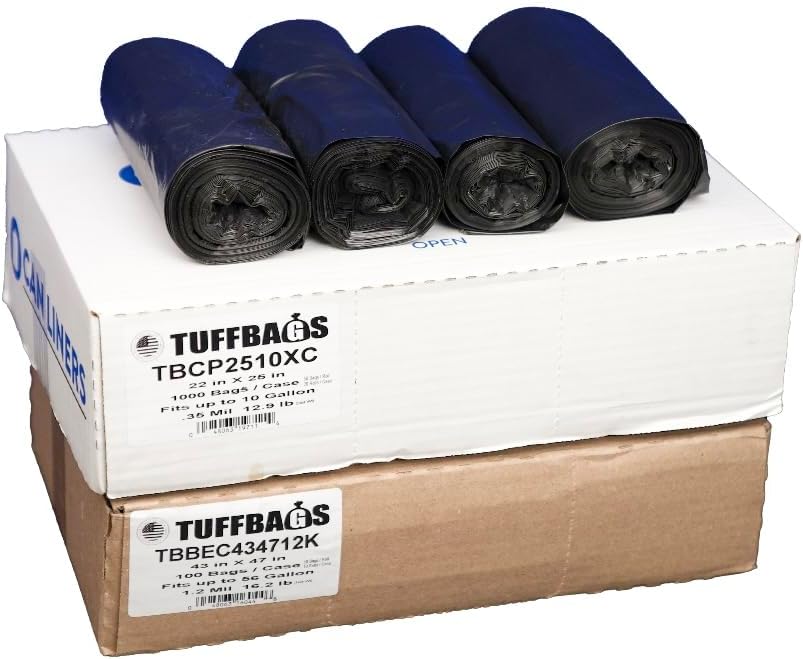 Amazon.com: TUFFBAGS New Garbage Bags 100 Count (1.2Mil) - Ultra Strong ...