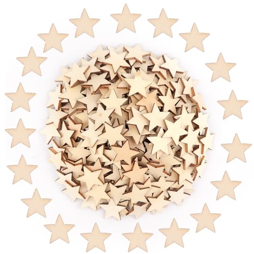 Snapklik.com : 100 Pack 50mm Wooden Stars Pieces 2 Inch Unfinished Wood ...