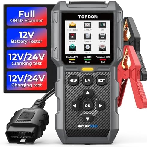 OBD2 Scanner Battery Tester TOPDON AL500B, 2 in 1 Code Reader, Full ...