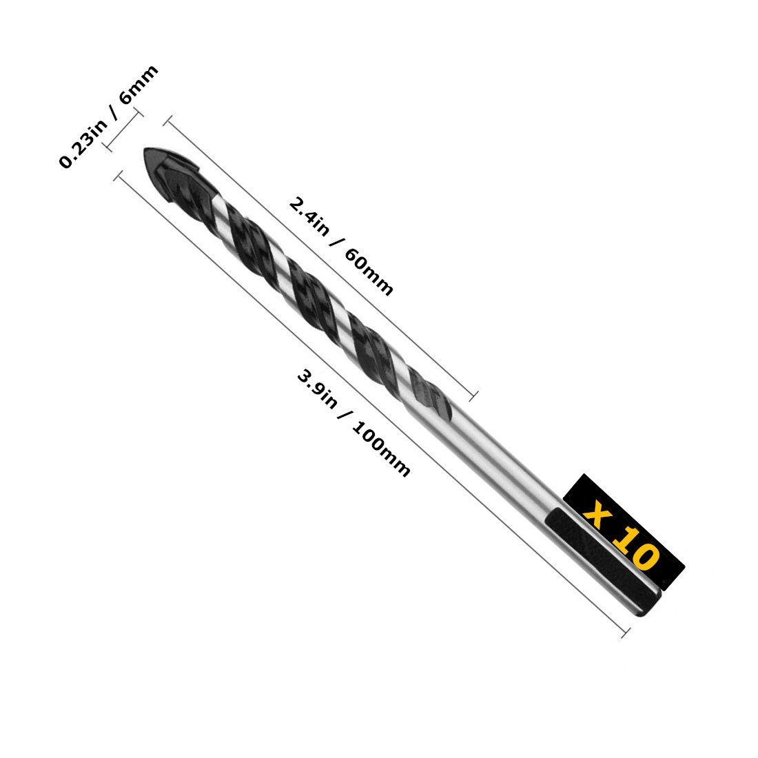 Multipurpose Drill Bits, 10-Piece 6mm Multi-Material Drill Bit Set for ...