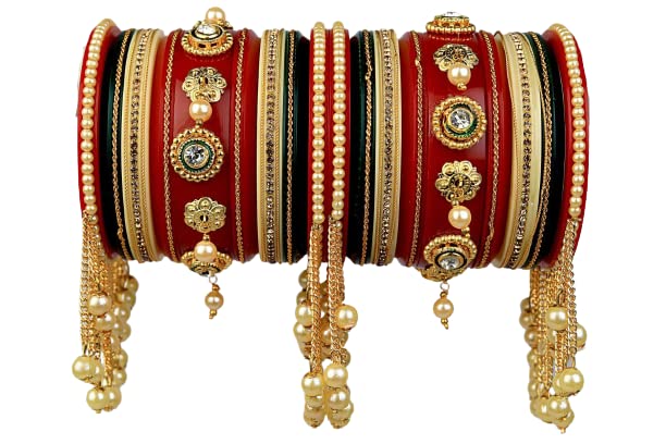 Buy RAJMAAN Bridal Jewellery Bangles Set Gold Plated Rajasthani Chura ...