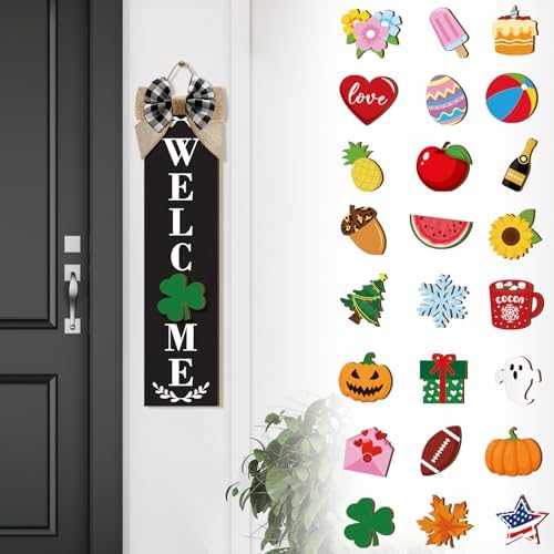 Amazon.com: Geetery 17 Pieces Interchangeable Season Sign DIY Holiday ...