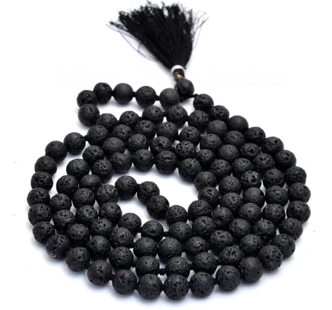 NEXG Lava Stone Mala 108 Beads Original Certified Black Lava Stone Mala ...