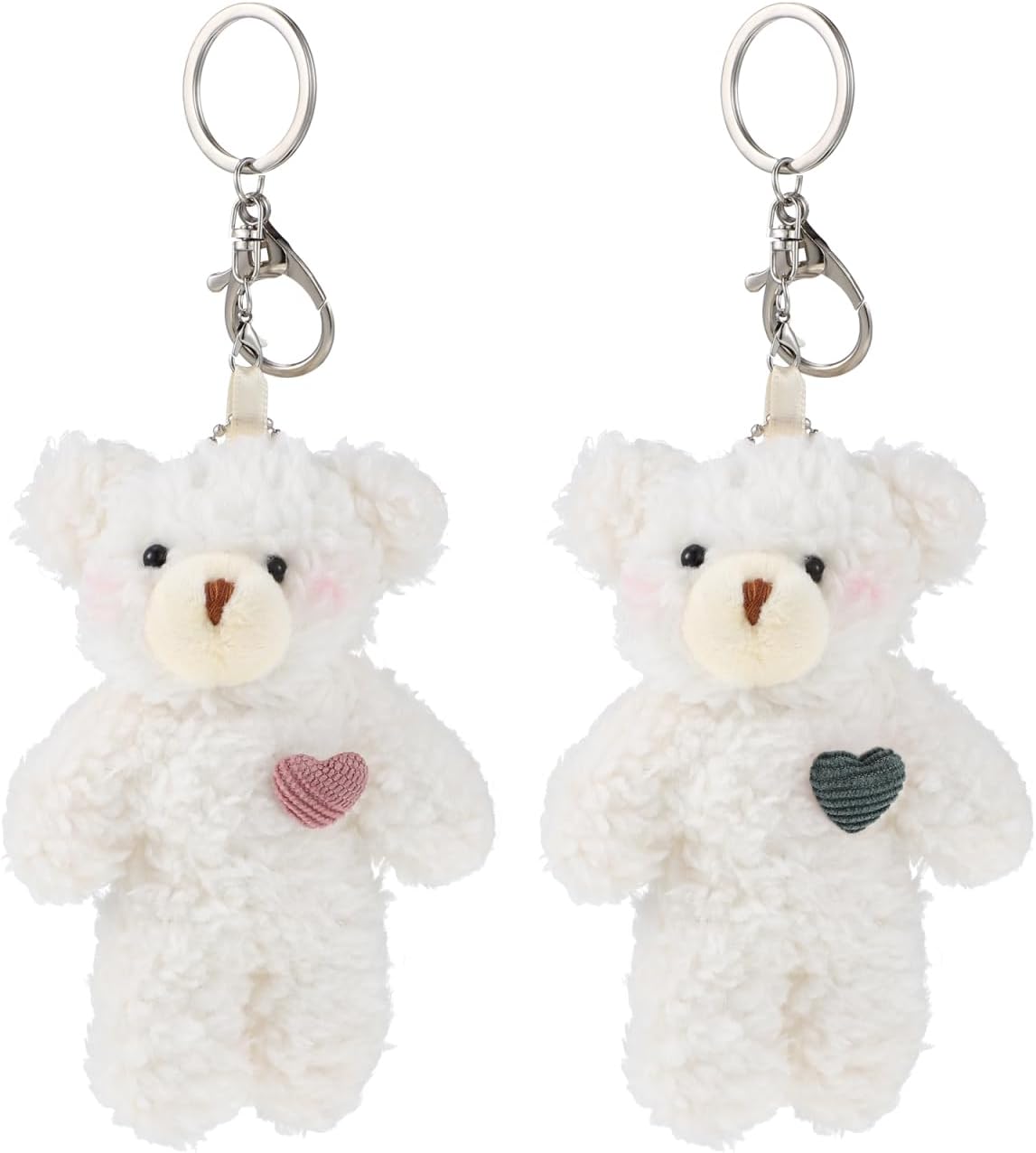 Amazon.com: 2pcs Plush Bear Keychain Teddy Bear Keychain Aniaml Key ...