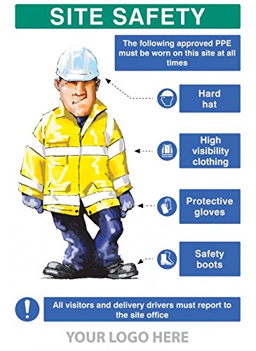 Caledonia Signs 58050 PPE Requirement Sign, Hat, Hi-Vis, Gloves, Boots ...