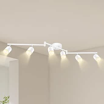 BoostArea LED 6 Light Track Lighting Kit, White 6 Way Ceiling Spot ...