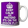 Keep Calm and Pretend Its On The Lesson Plan PURPLE Mug Cup Gift Retro ...