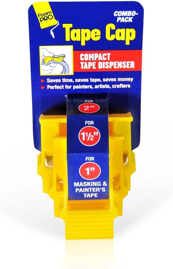 FoamPro 3 Pack Cap Compact Tape Dispenser for 1” 1, 1/2” and 2” Masking ...